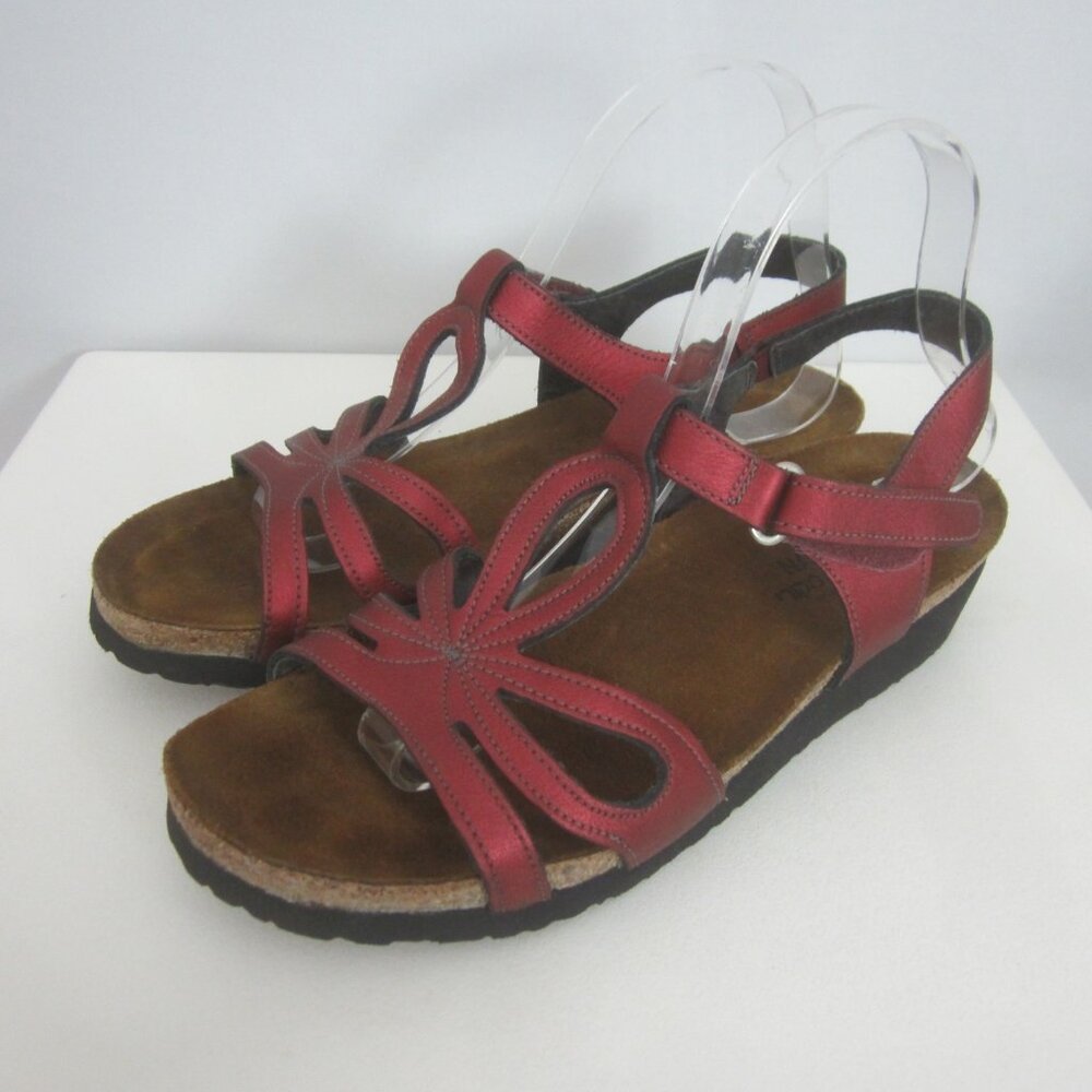 Naot Rachel Womens 9 Red Metallic Leather Ankle Strap… - Gem